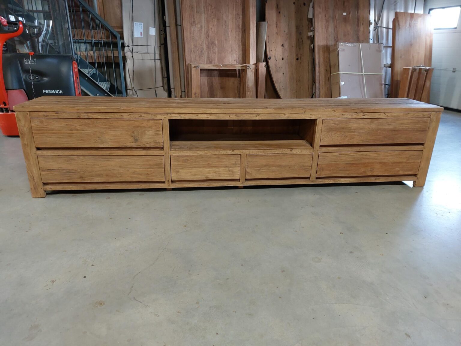 Massief teakhouten tv meubel 280cm - Specialist in Teak Maatwerk